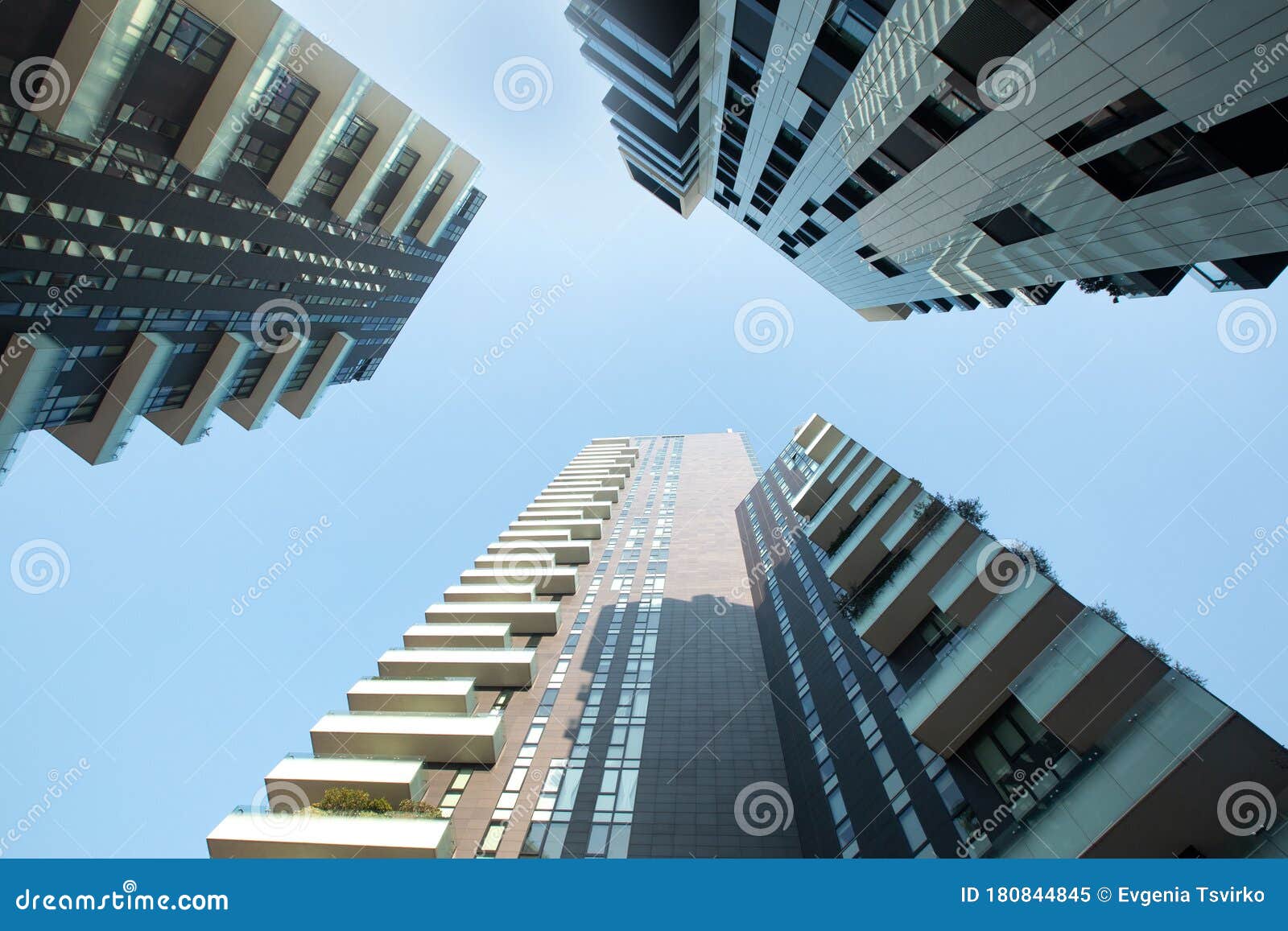 March 2020. Milan. Front View of Three Modern Unique Multi-story ...