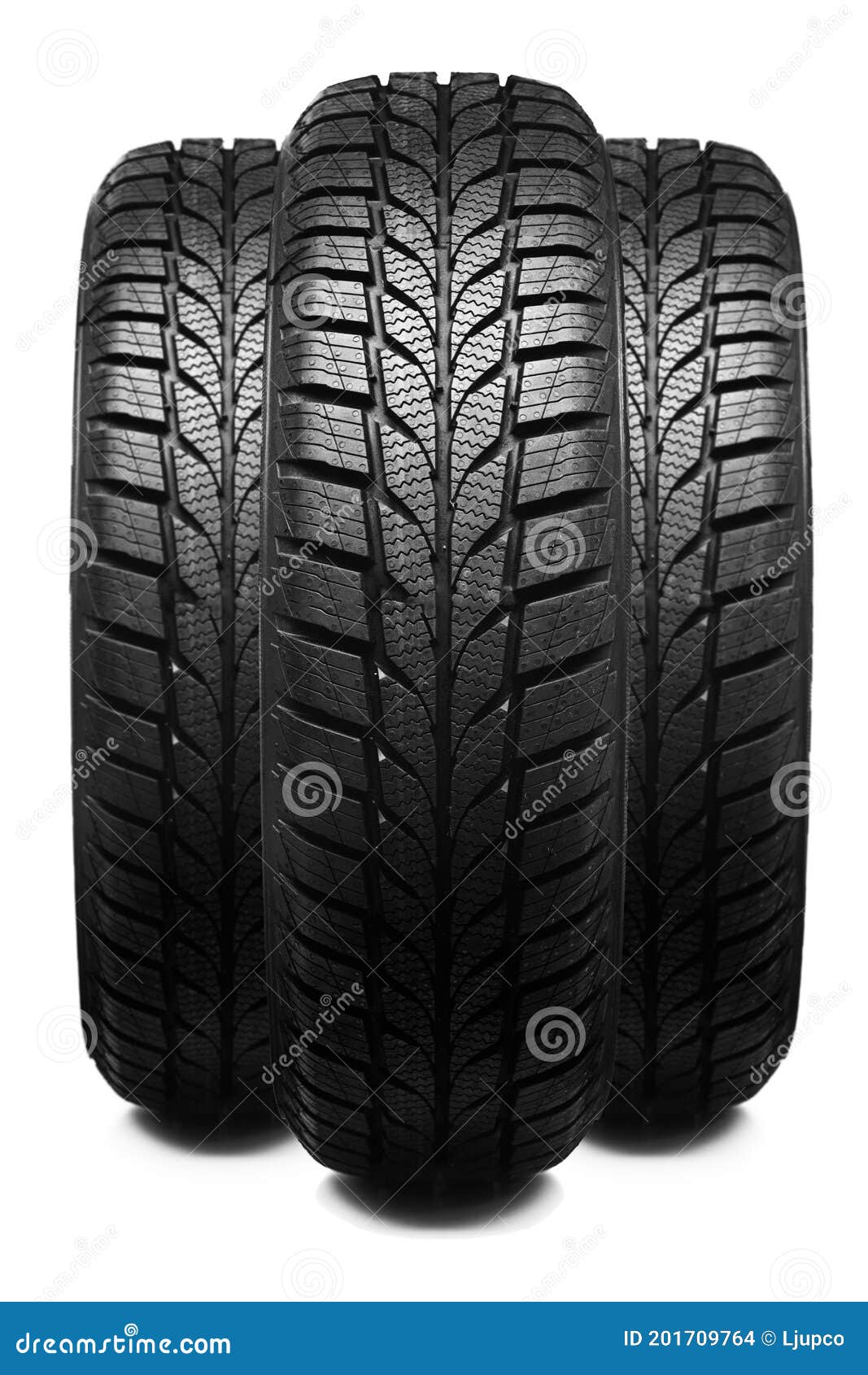 Front View of Three New Car Tires Stock Photo - Image of white, rubber ...