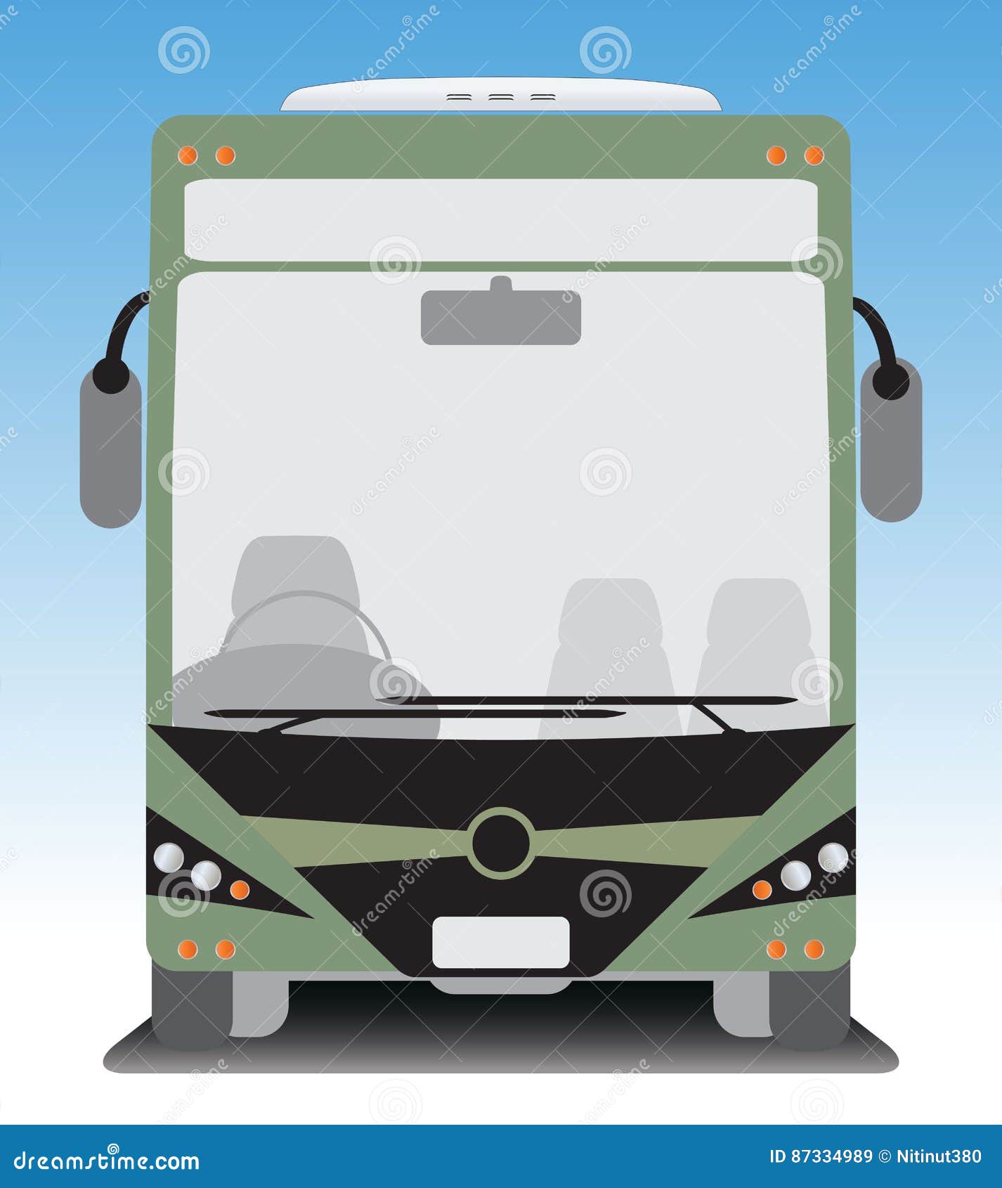 Front view of Tourist bus stock illustration. Illustration of coach ...