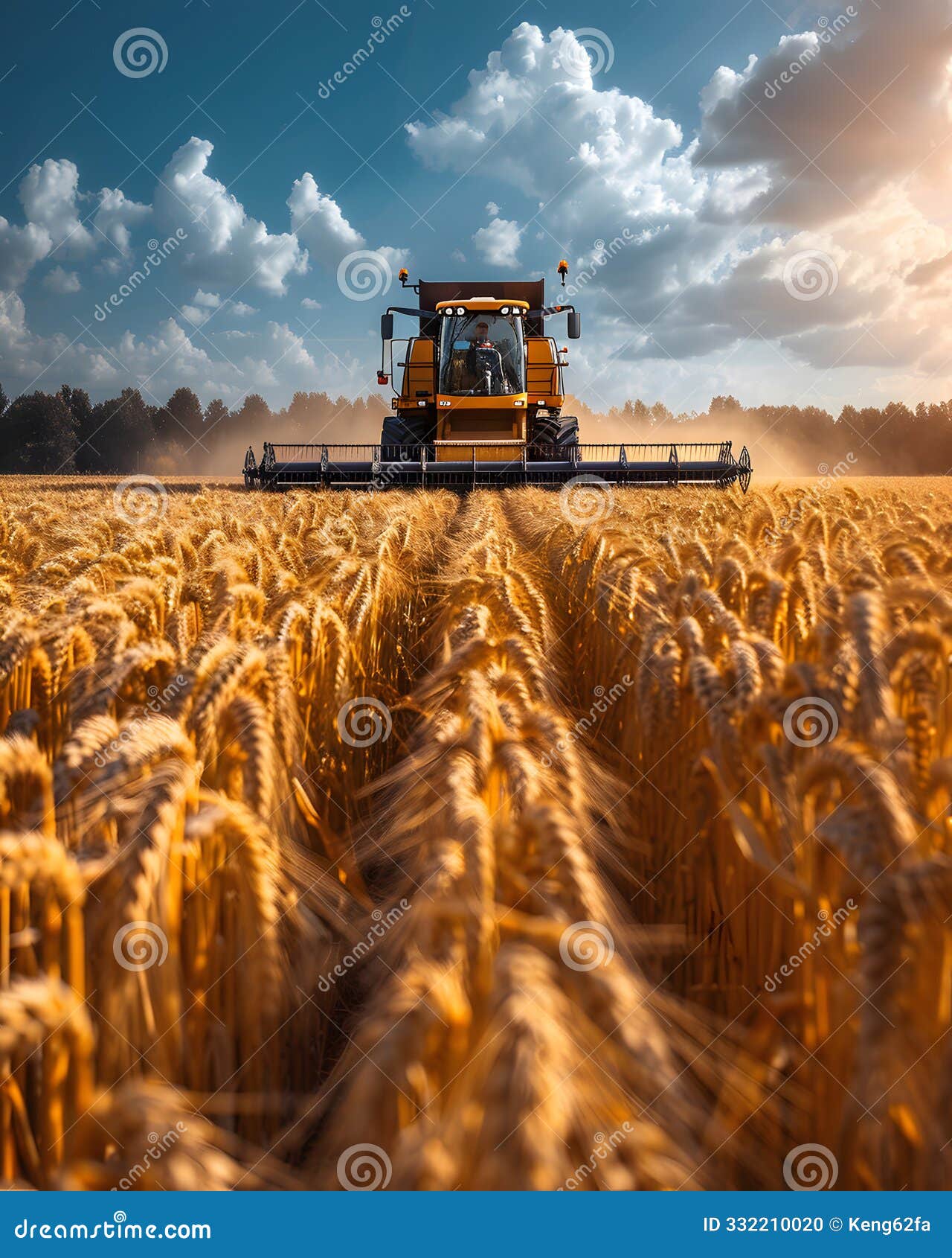 The Front View of Tractors Cultivating Farm Field at Spring Stock Photo ...