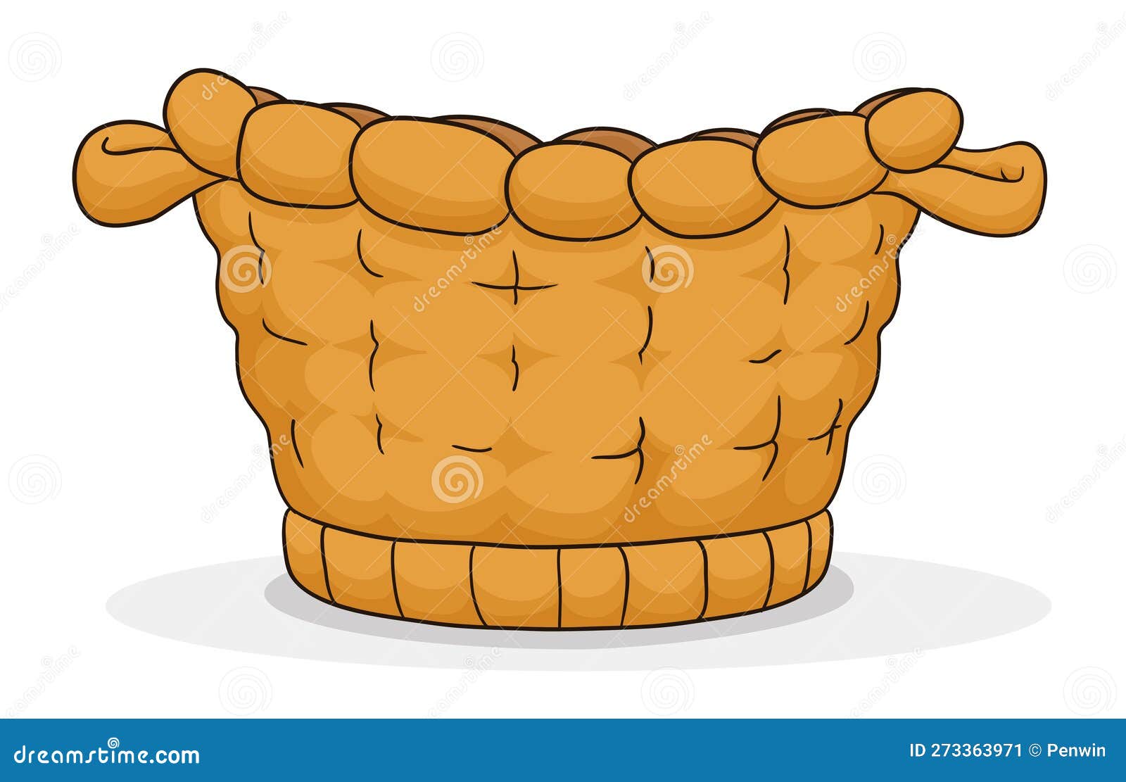 Front View of Traditional Basket with Handles in Cartoon Style, Vector ...