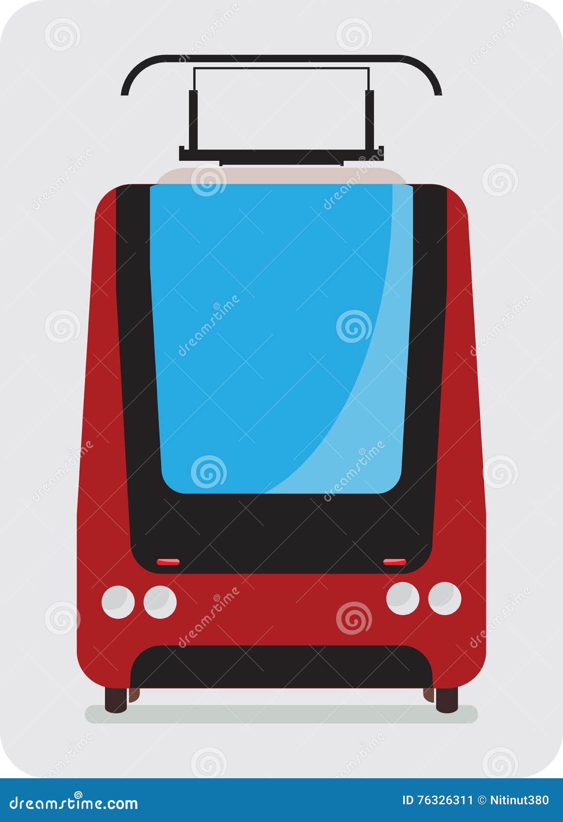 Front View of Tram Car or Trolley Car Flat Design Stock Vector ...