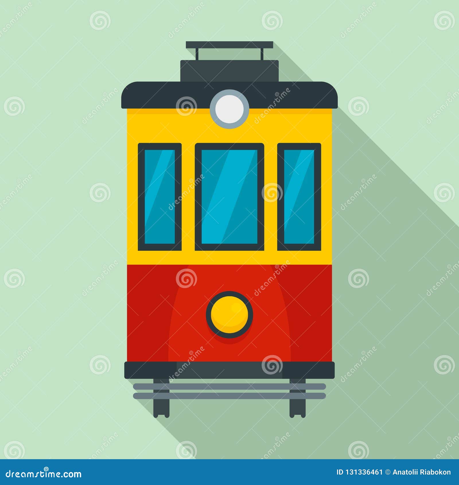 Front View Tram Icon, Flat Style Stock Vector - Illustration of ...