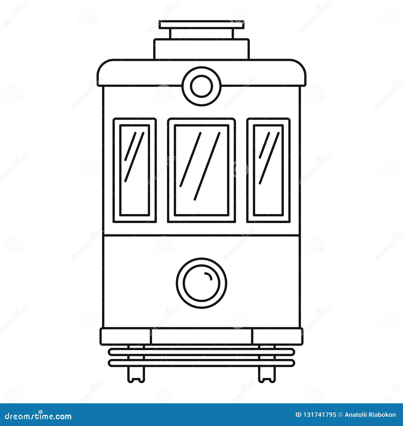 Front View Tram Icon, Outline Style Stock Vector - Illustration of ...
