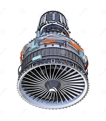 Front View of Turbofan Jet Engine Isolated on White Background Stock ...