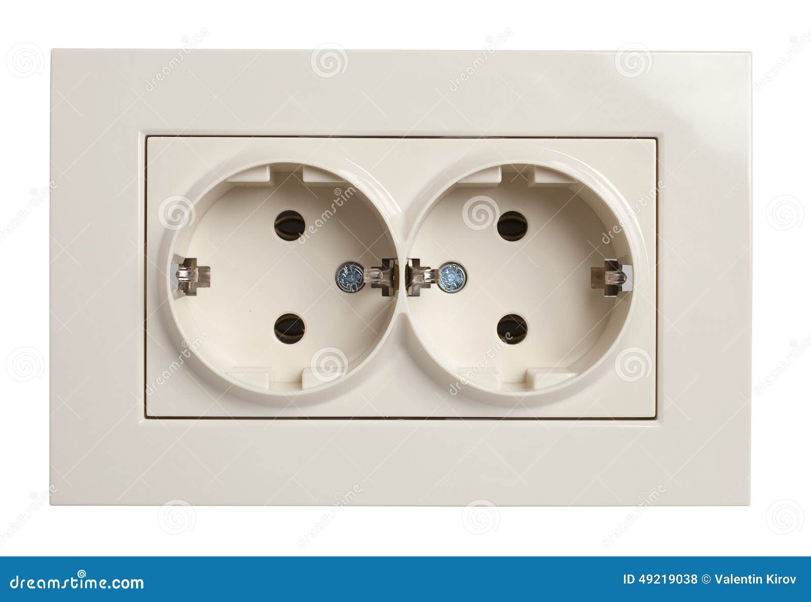 Front View of Twin Electrical Outlet Socket in Beige, Isolated O Stock ...