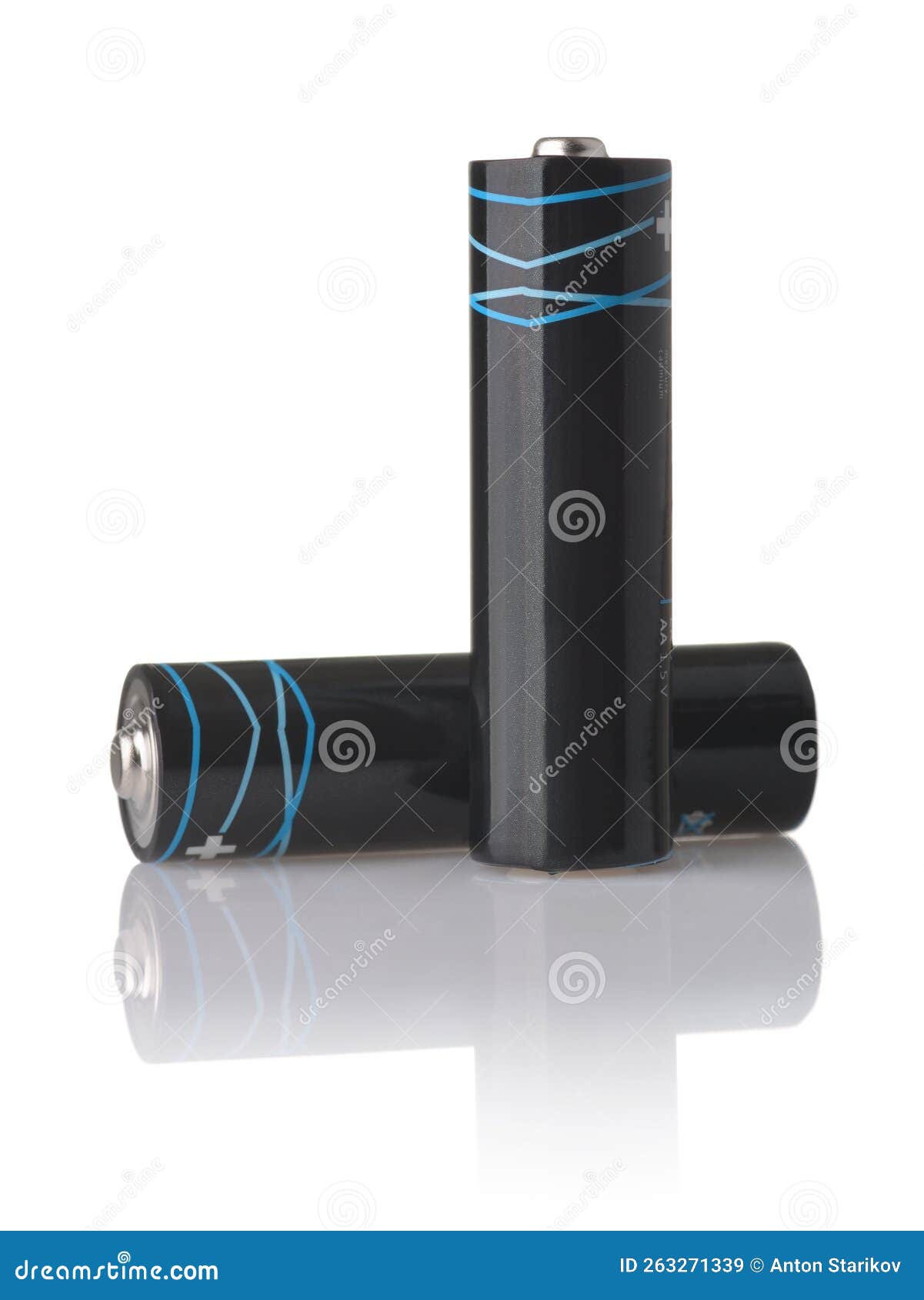 Front View of Two Black AA Alkaline Batteries Stock Image - Image of ...