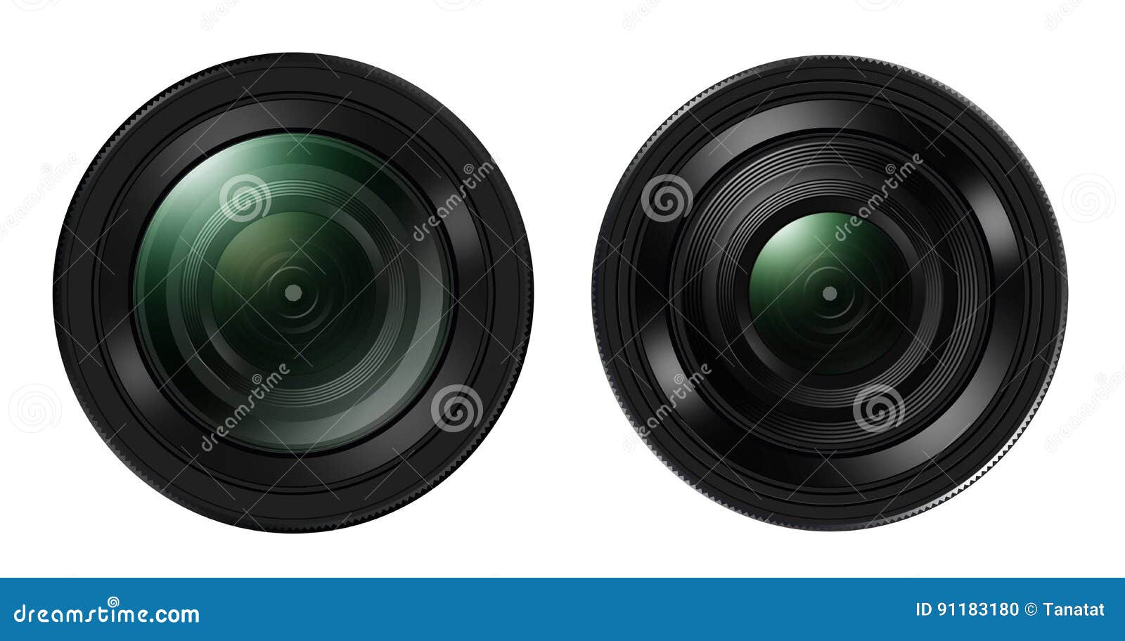 Front View of Two DSLR Camera Lens Isolated on White Stock Photo ...
