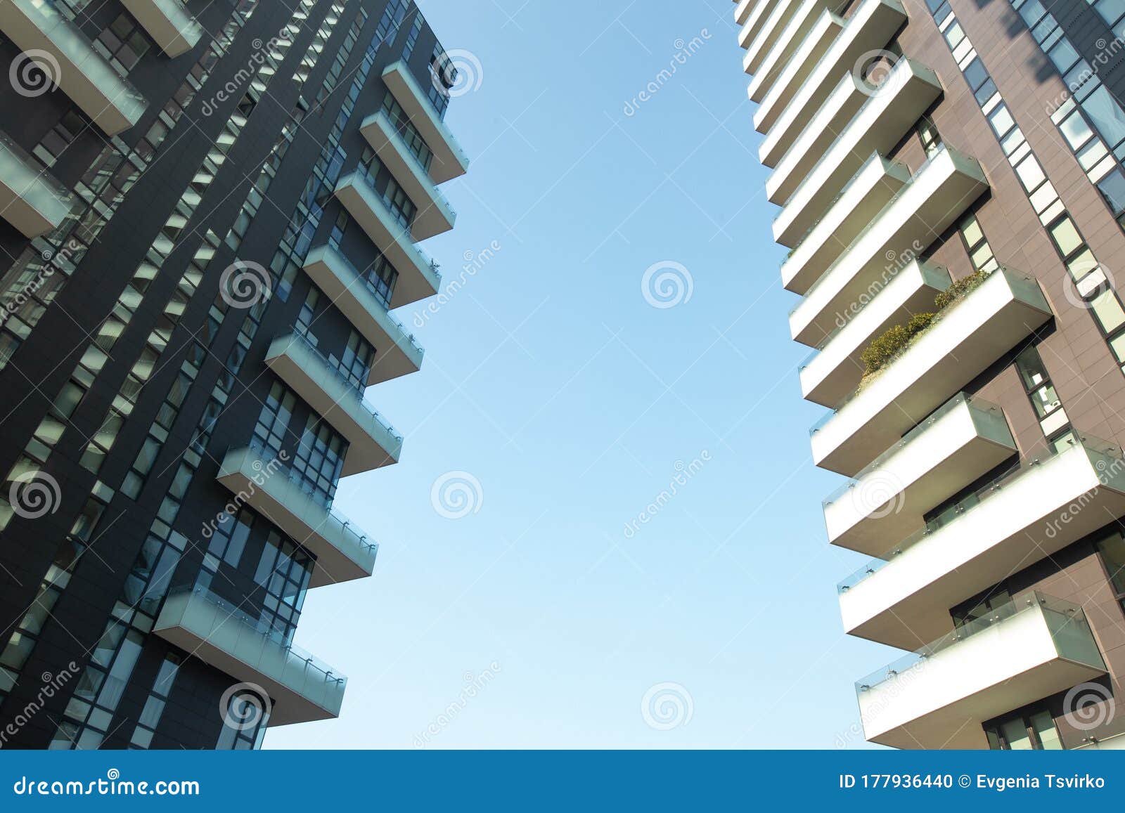 Front View of Two Modern Unique Multi-story Buildings in Milan with ...