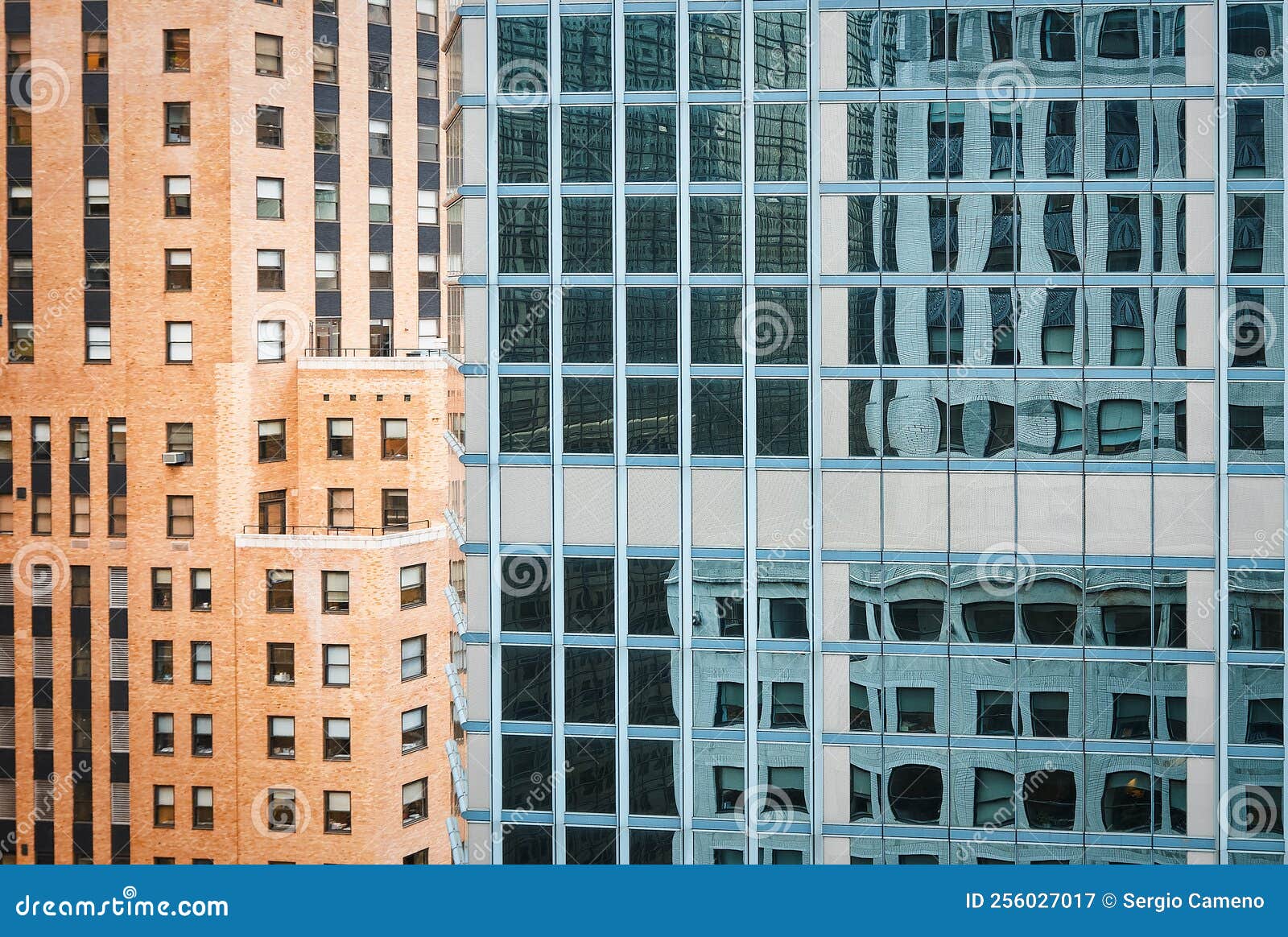 Windows of Two Big Buildings Stock Image - Image of office, cityscape ...