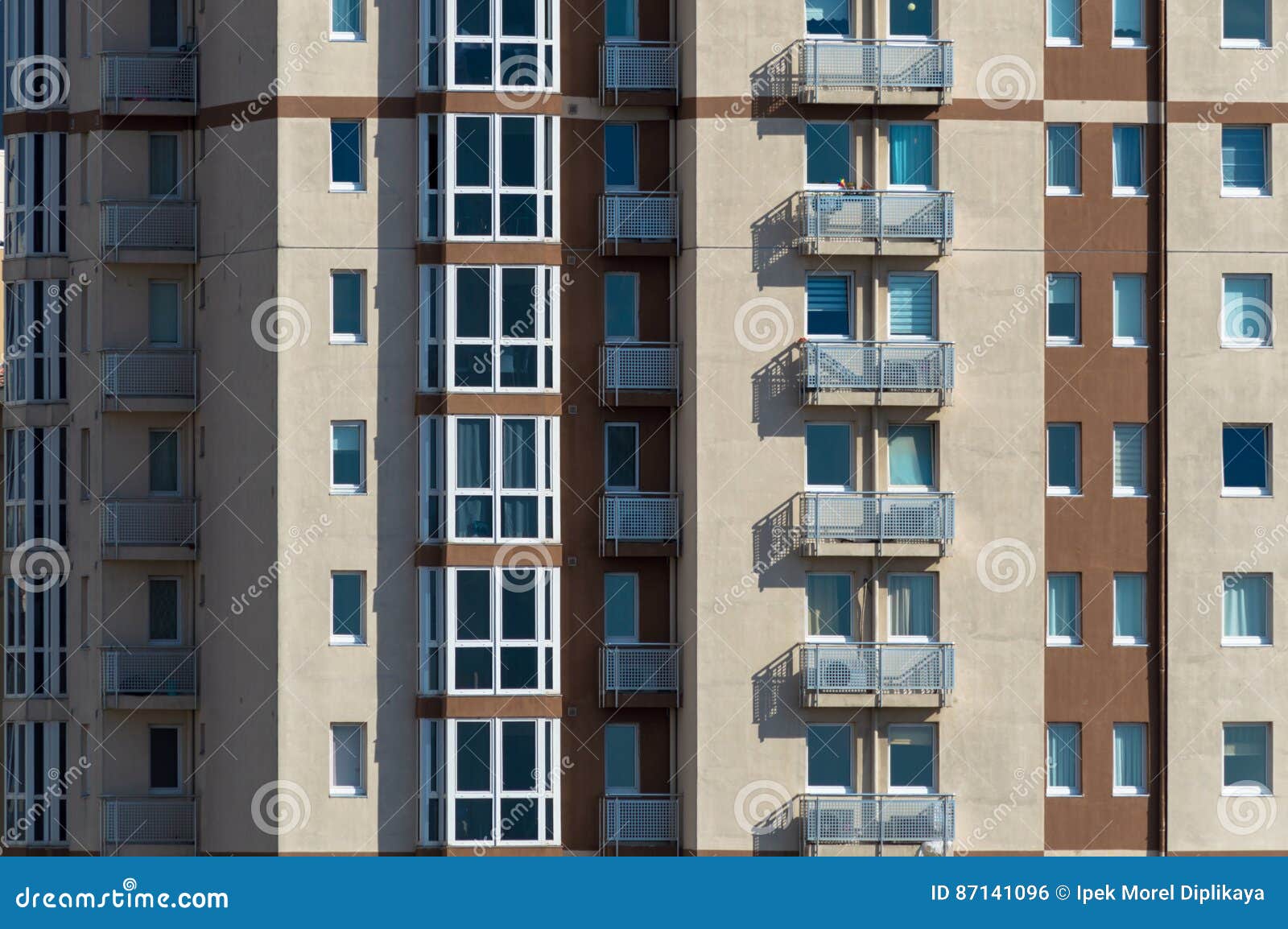 Front View of Urban Residential Building Stock Photo - Image of balcony ...