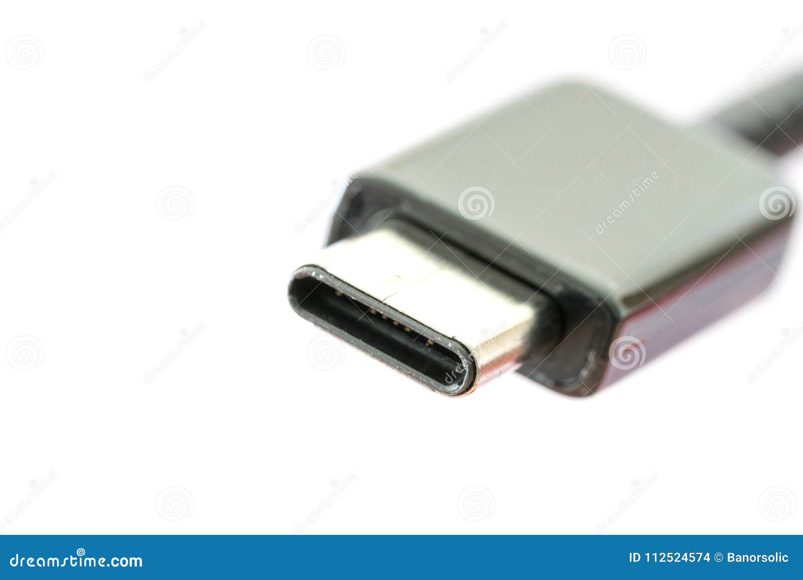 Front View of USB Type-C Cable on White Background. Selective Focus ...
