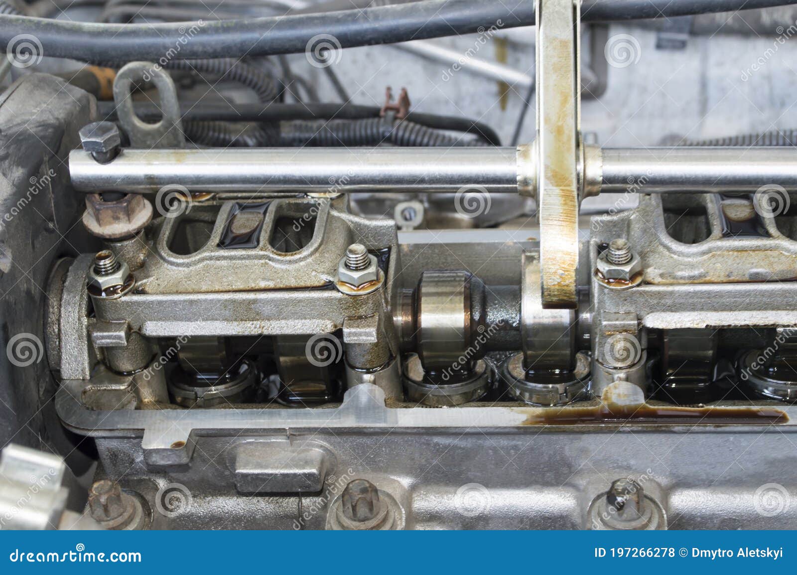 Front View of Valve Clearance Adjustment Using a Special Tool Stock ...