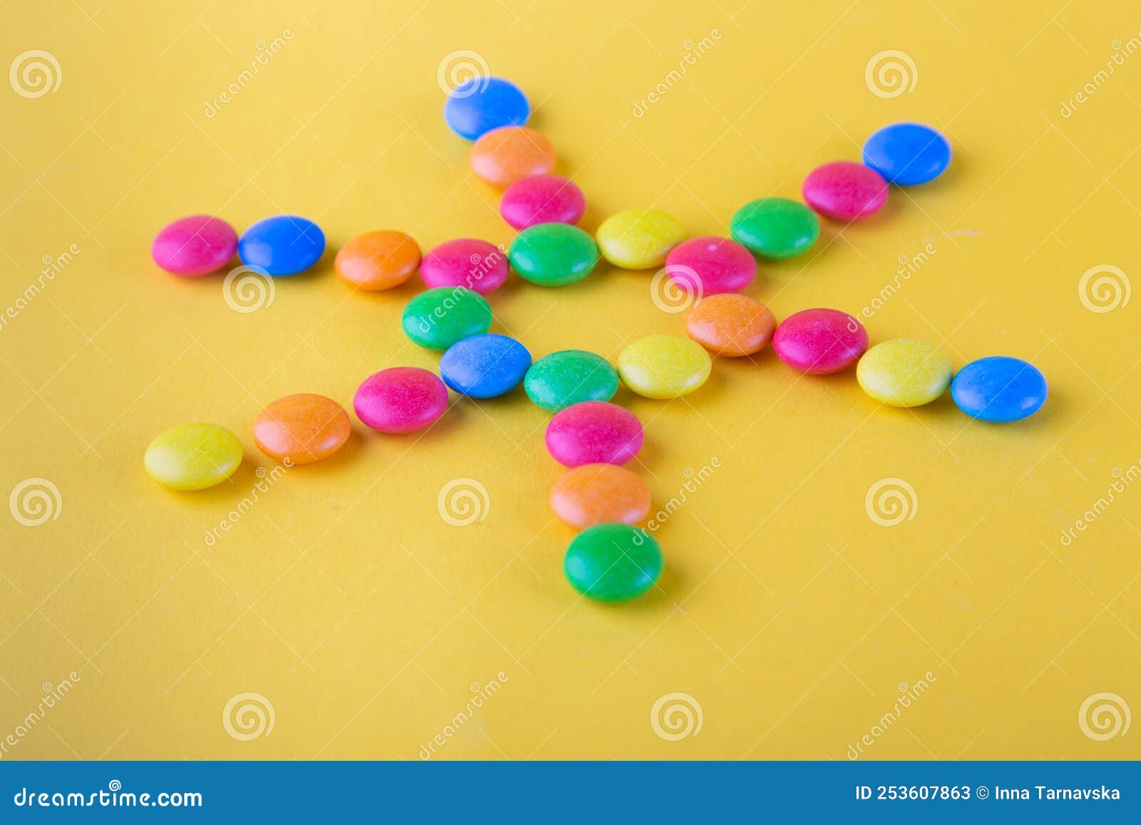 Front View on Variety of Round Button Shaped Chocolate Sweets Lay Like ...