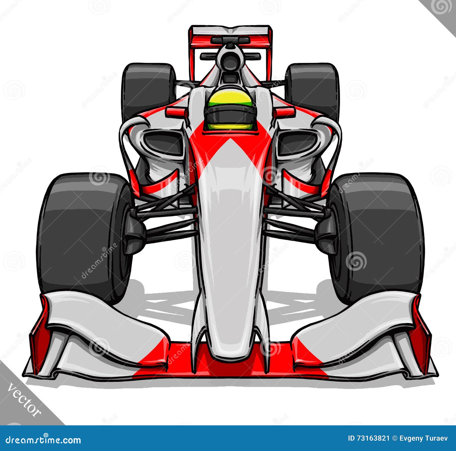 Front View Vector Fast Cartoon Formula Race Car Illustration Art Stock ...