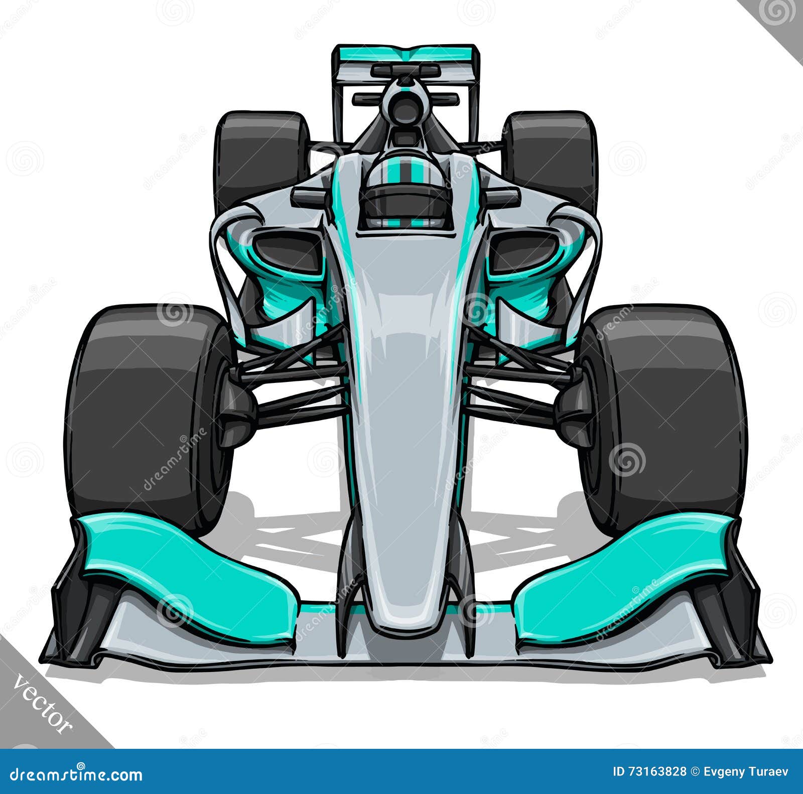 Front View Vector Fast Cartoon Formula Race Car Illustration Art Stock ...