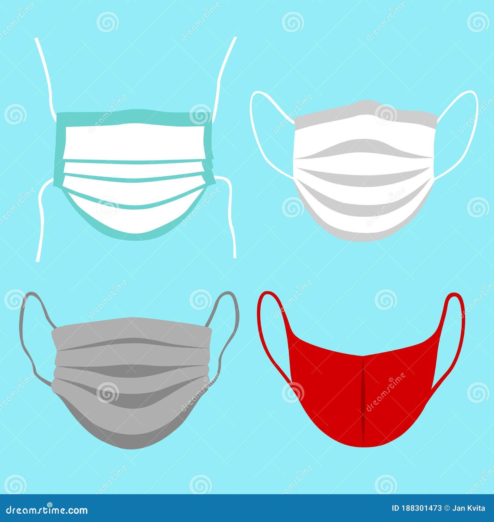 Front View Vector Set of Protective Face Mask. Coronavirus Safety ...