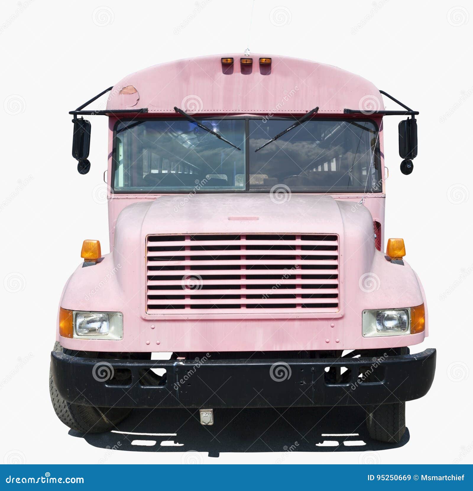 Front View Vintage Pink School Bus Stock Image - Image of vintage ...