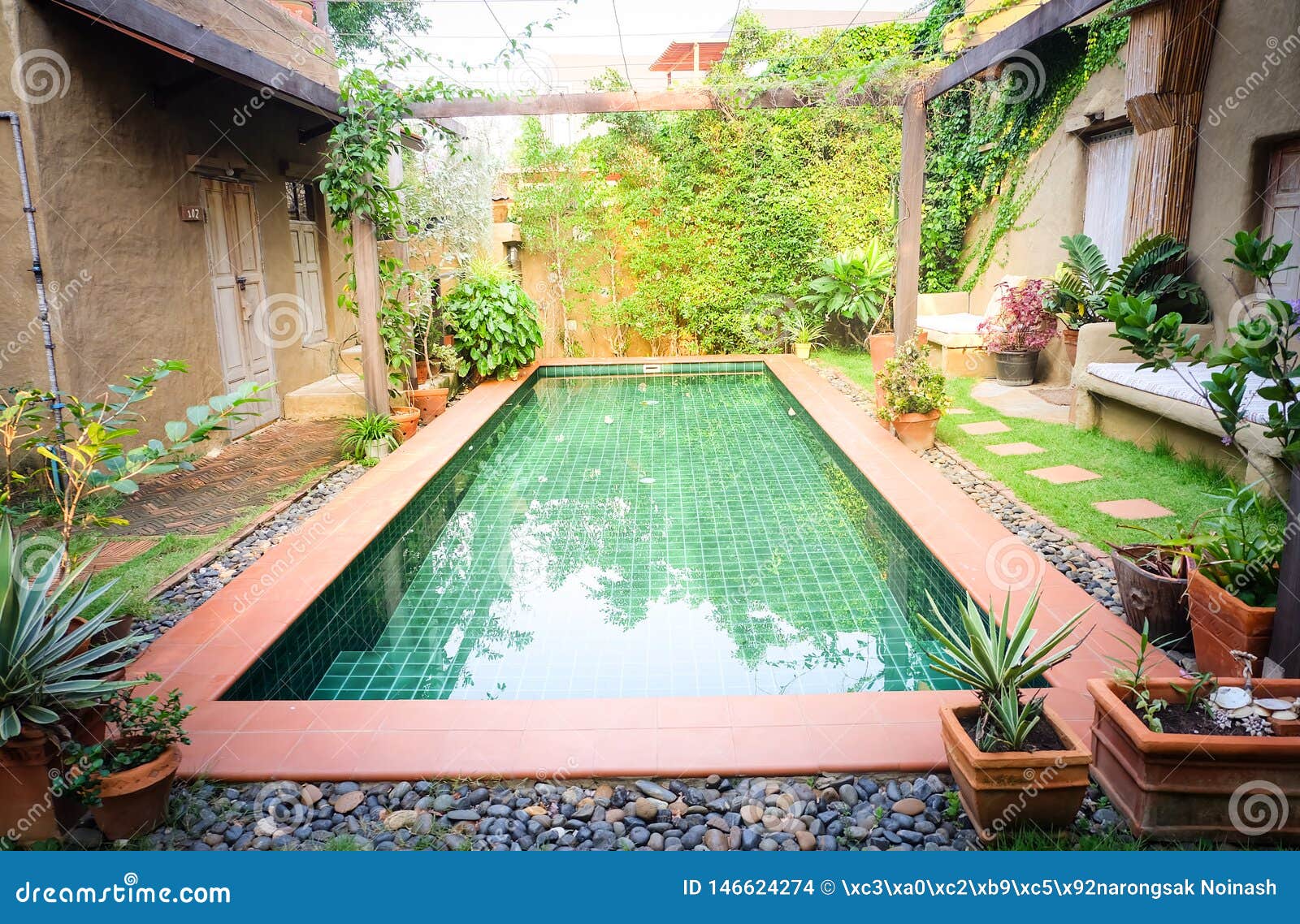 Front View for Vintage Resort Hotel Stock Photo - Image of vacation ...