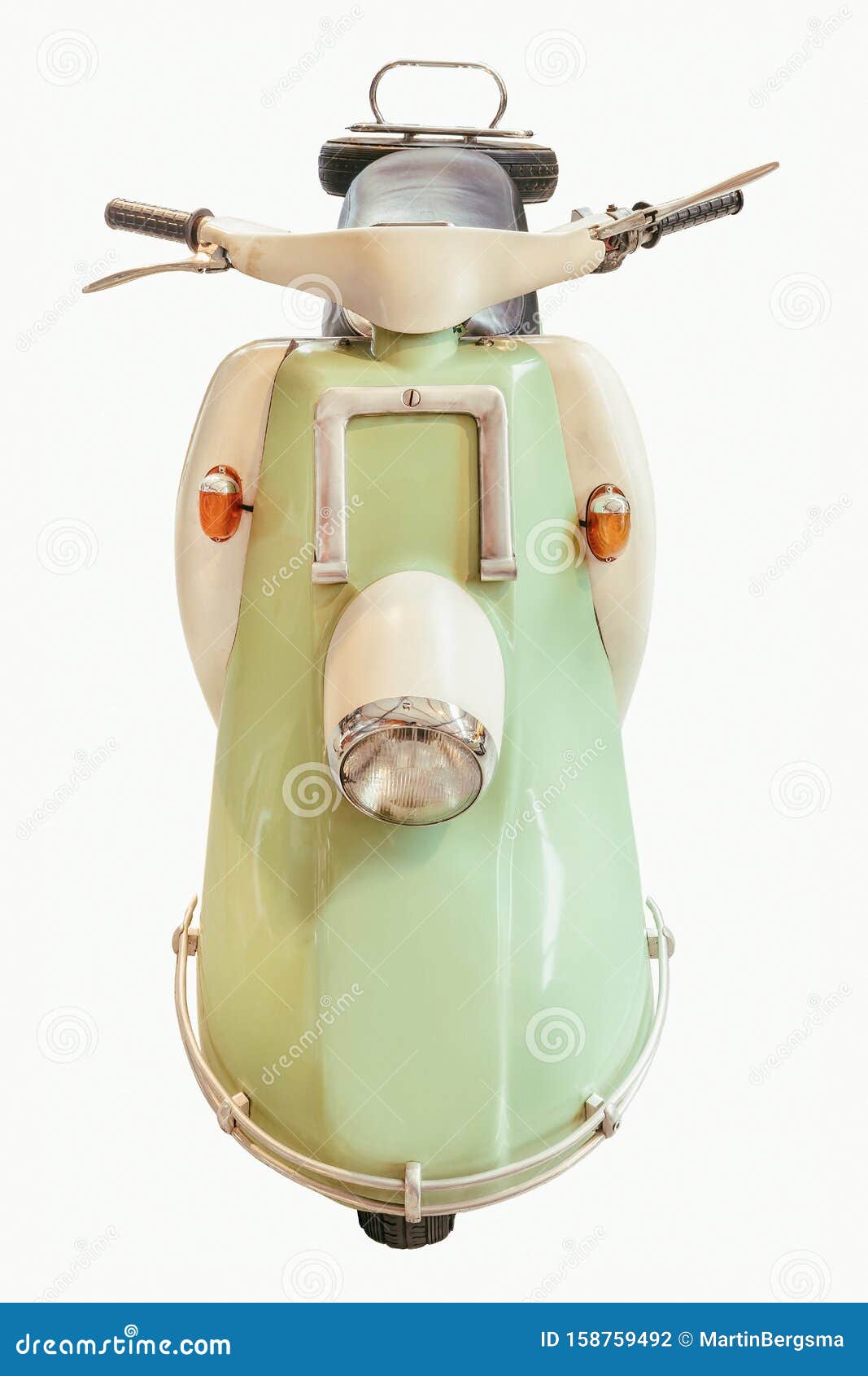 Front View of a Vintage Scooter on White Stock Photo - Image of vintage ...