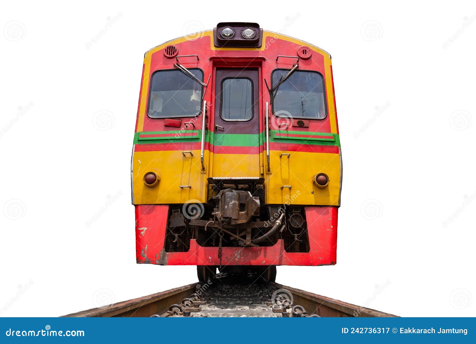 Front View of Vintage Train on White Background. Stock Image - Image of ...