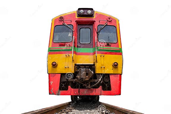 Front View of Vintage Train on White Background. Stock Image - Image of ...