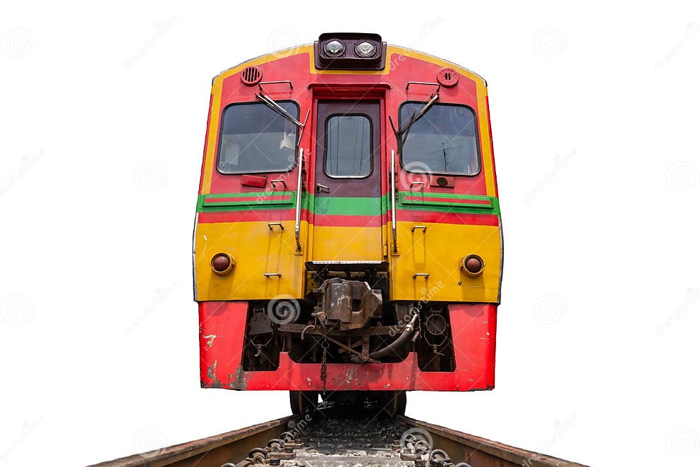 Front View of Vintage Train on White Background. Stock Image - Image of ...