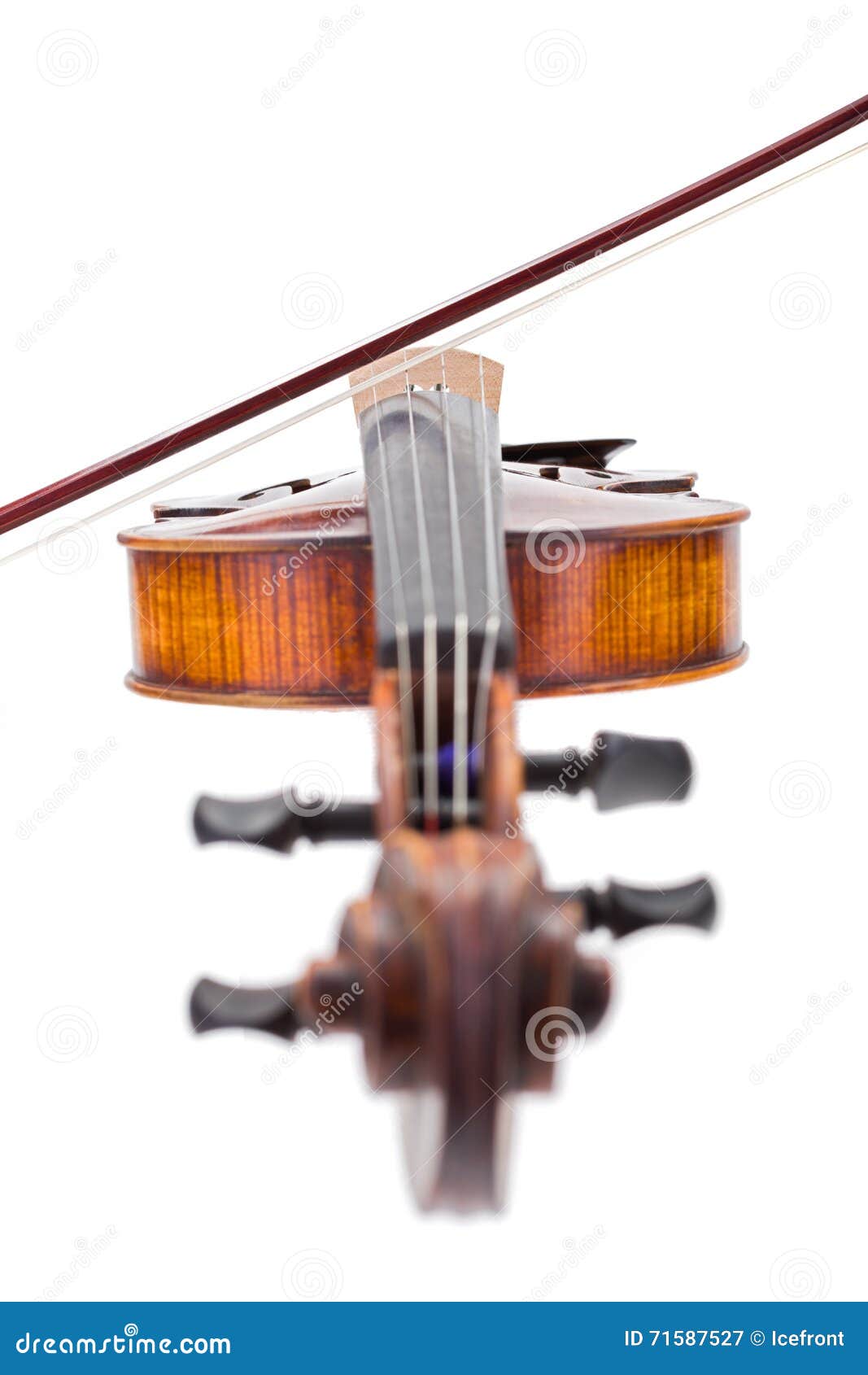 Front View of a Violin with Bow on Strings Stock Image - Image of view ...