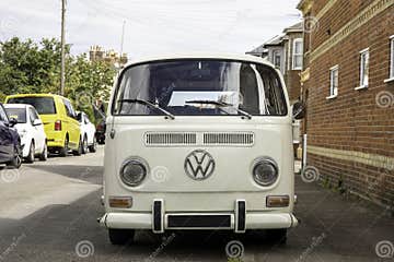 Front View of a VW Camper Van Editorial Image - Image of cream, bardge ...