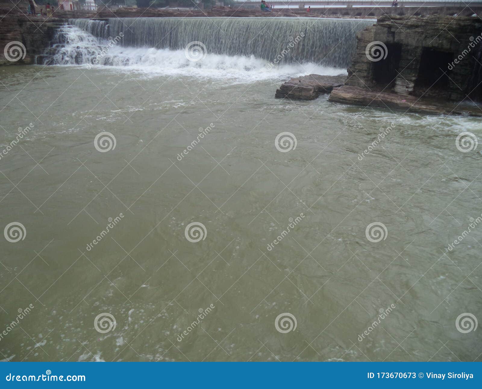 Front View of Water Fall in Check Dam Stock Image - Image of view ...