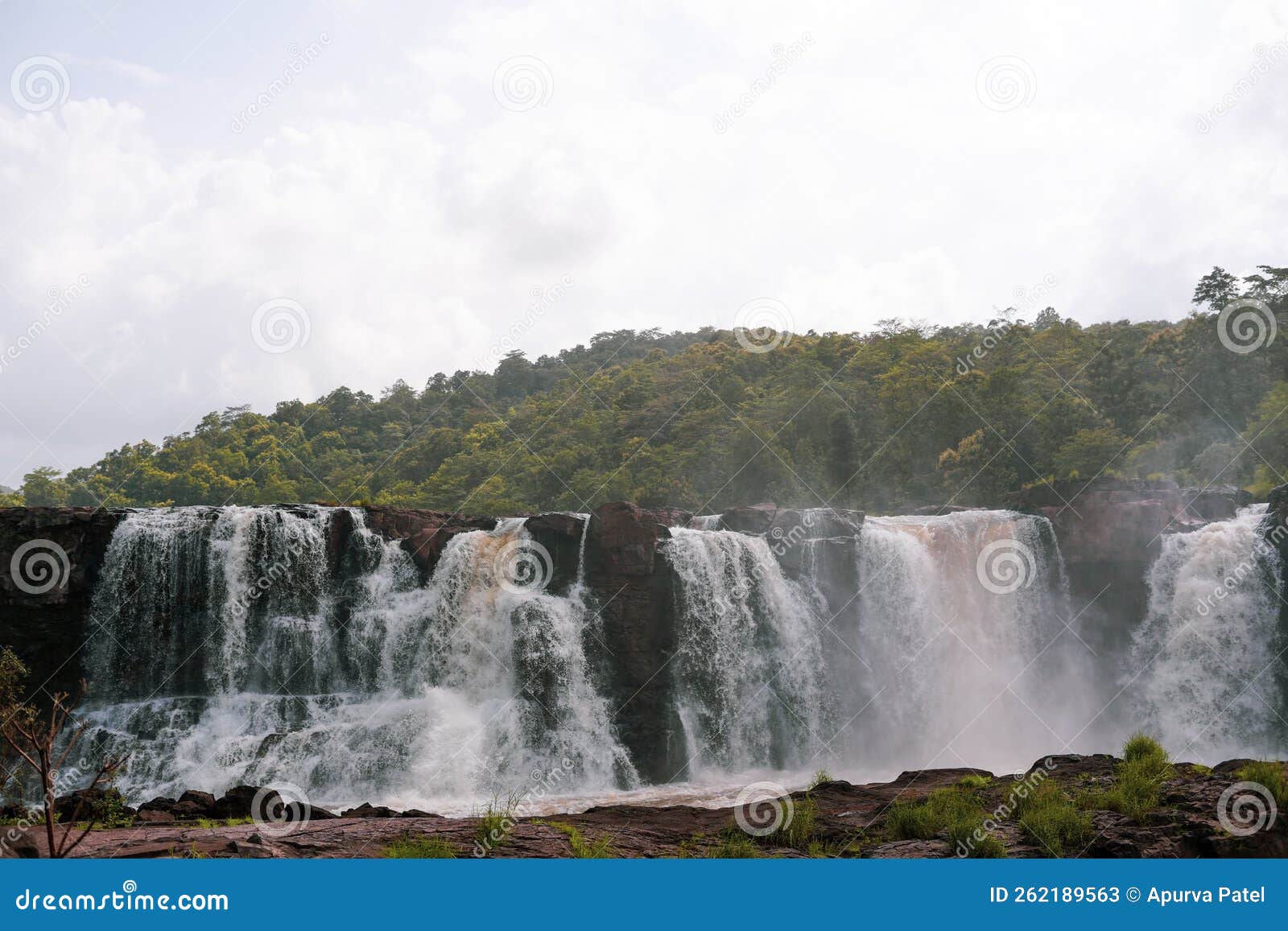 Front View of Waterfall . Rocky Waterfall Background Stock Image ...