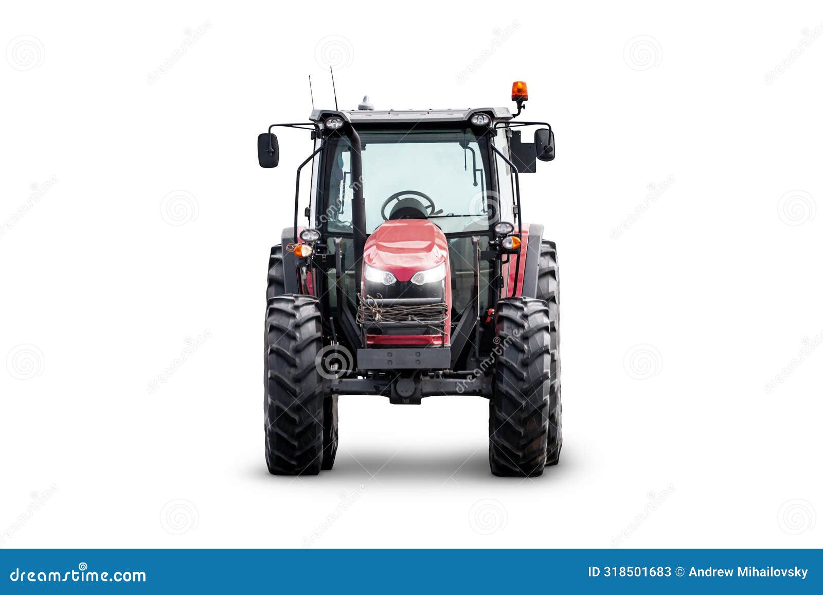 Front View of the Wheeled Tractor Isolated Stock Image - Image of ...