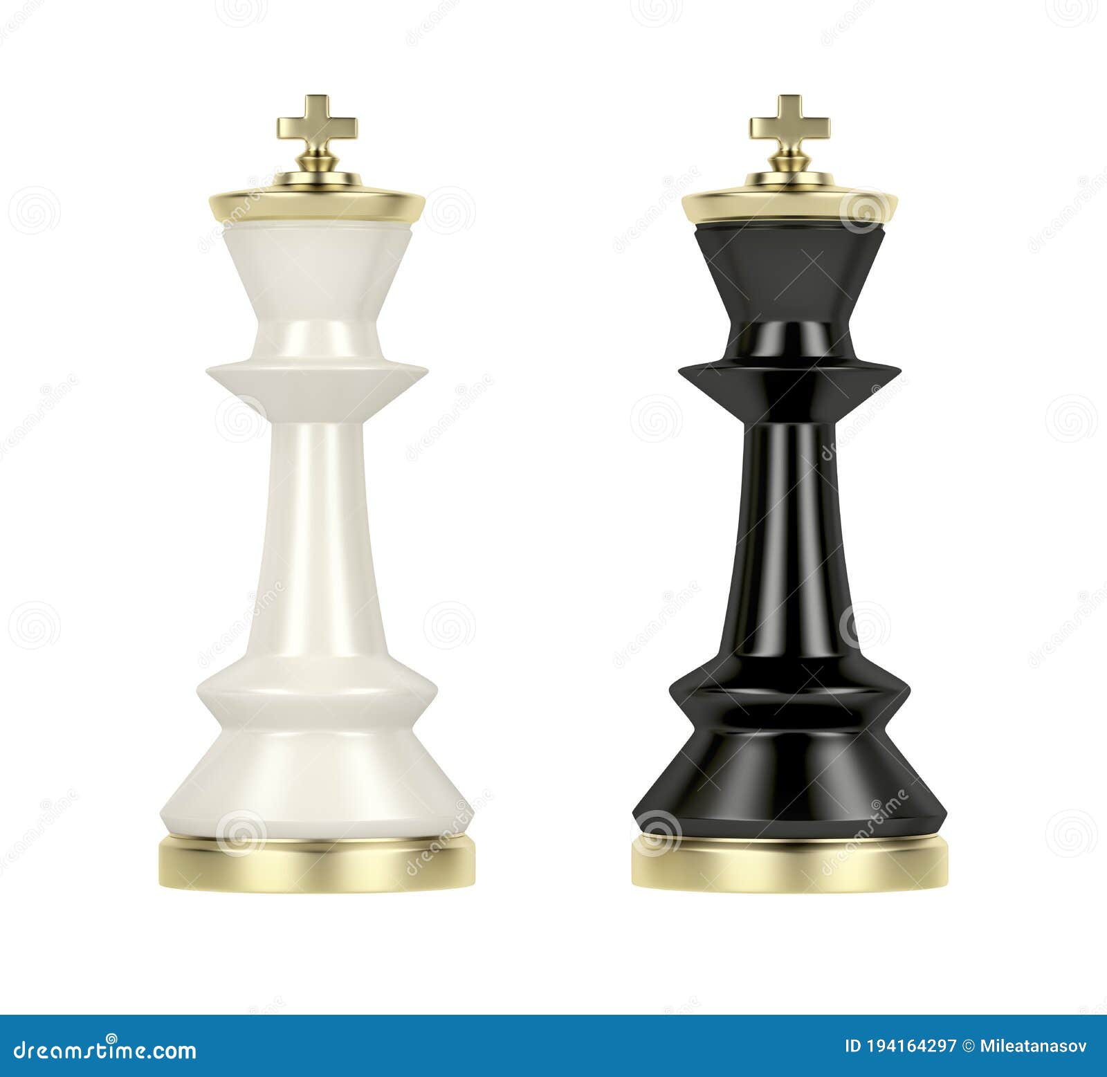 Front View of White and Black Chess Kings Stock Image - Illustration of ...