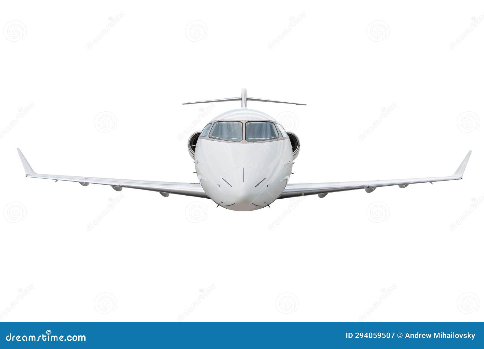 Front View of the White Corporate Airplane Fly Isolated Stock Image ...