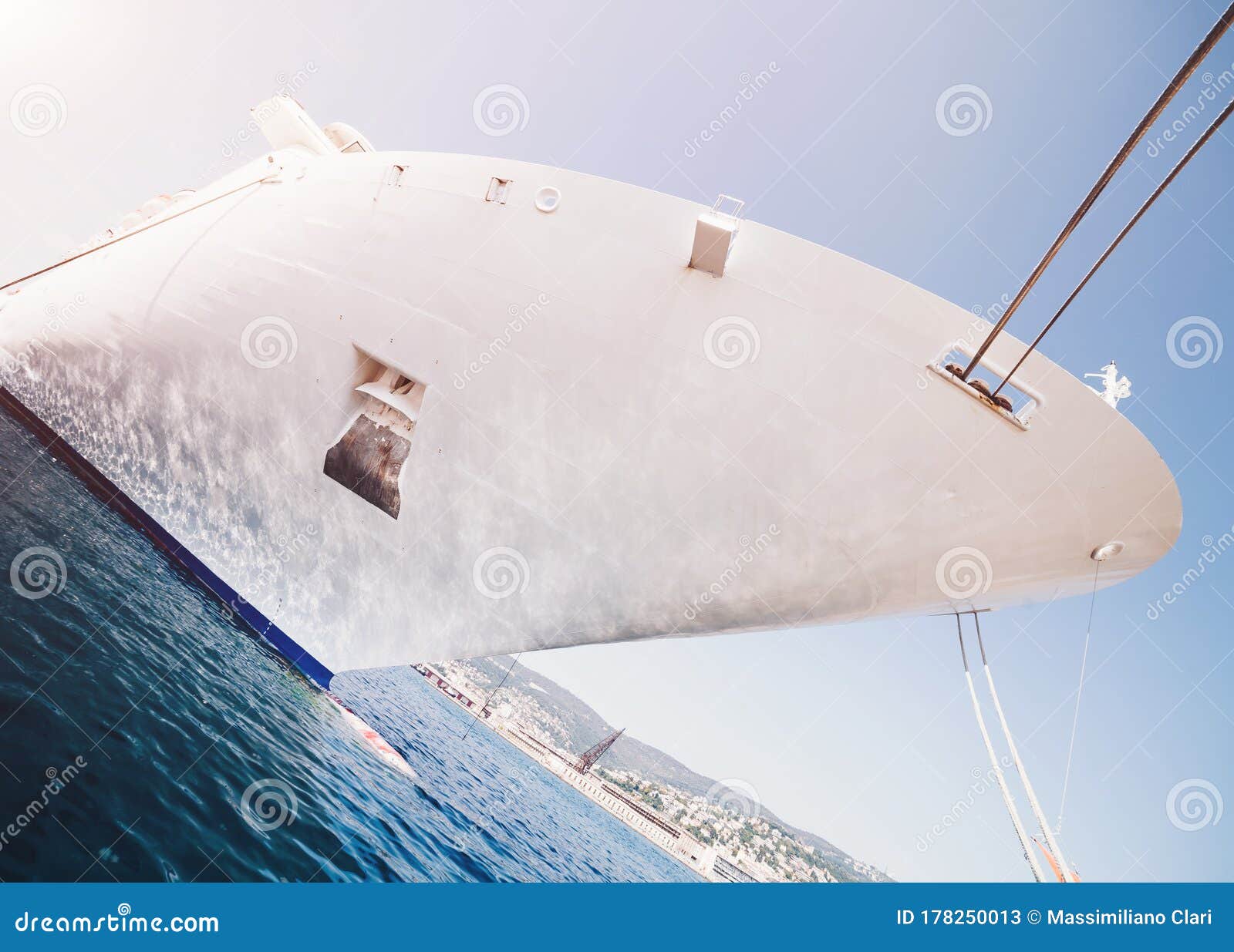 Front View of White Cruise Ship in the Harbor Stock Image - Image of ...