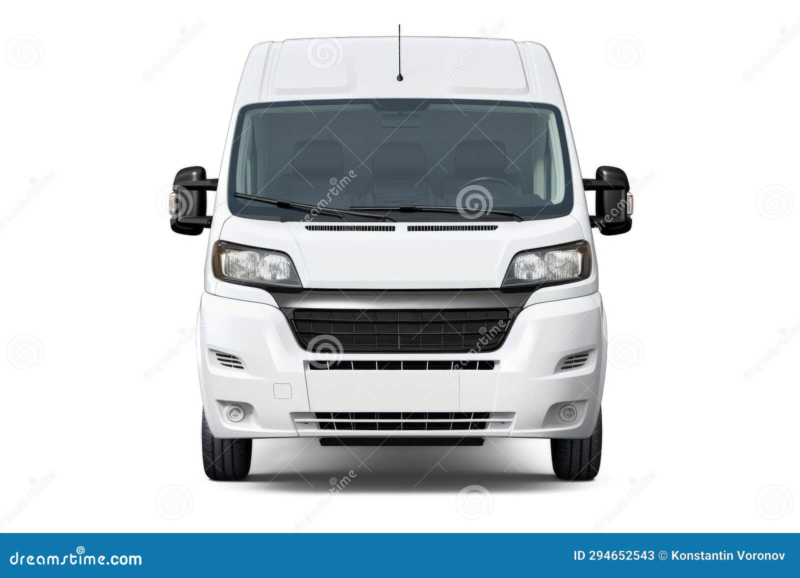 Front View of a White Delivery Van Isolated on a White Background ...