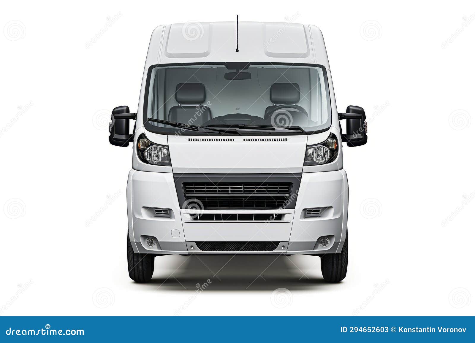 Front View of a White Delivery Van Isolated on a White Background ...