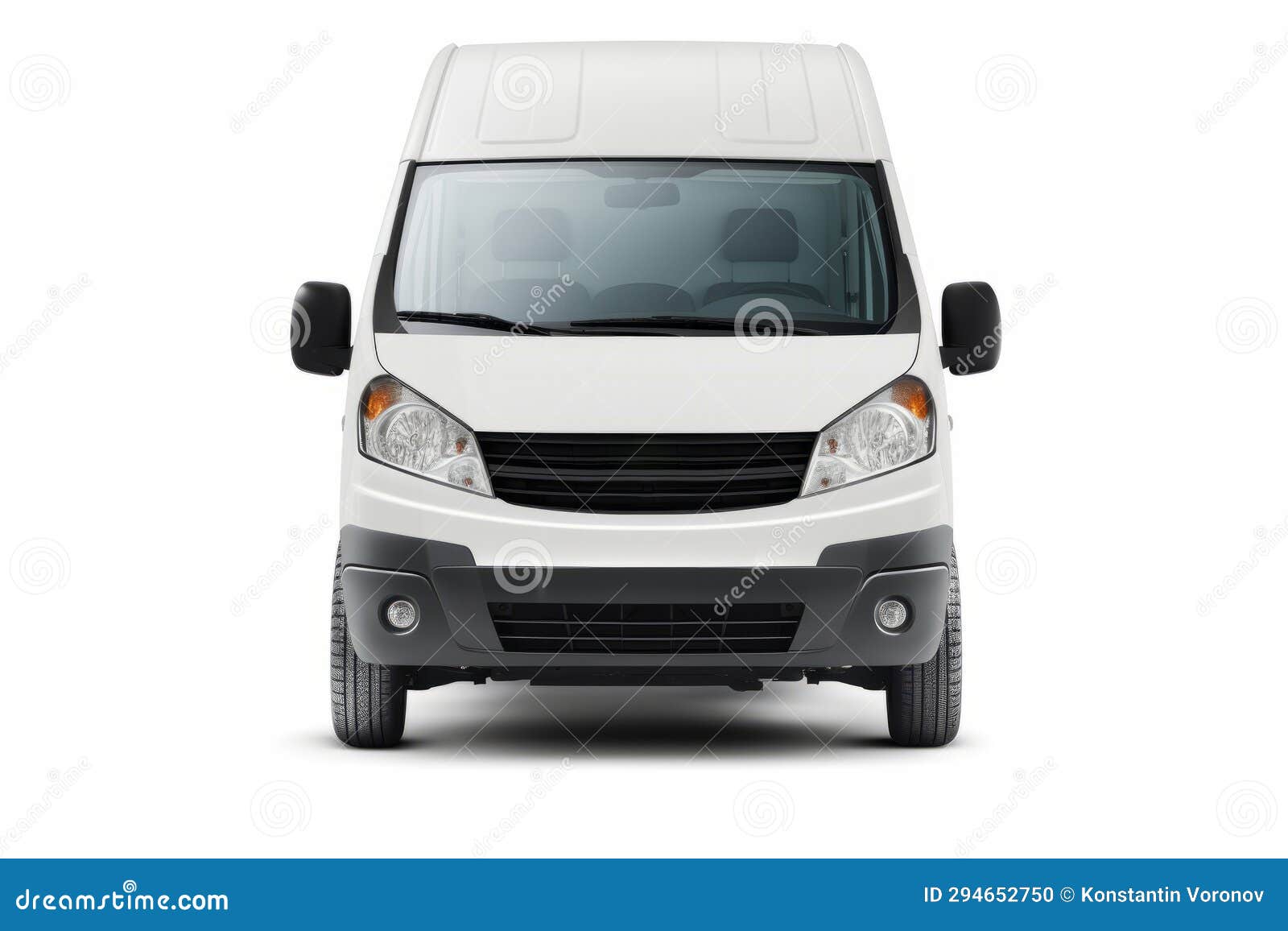 Front View of a White Delivery Van Isolated on a White Background ...