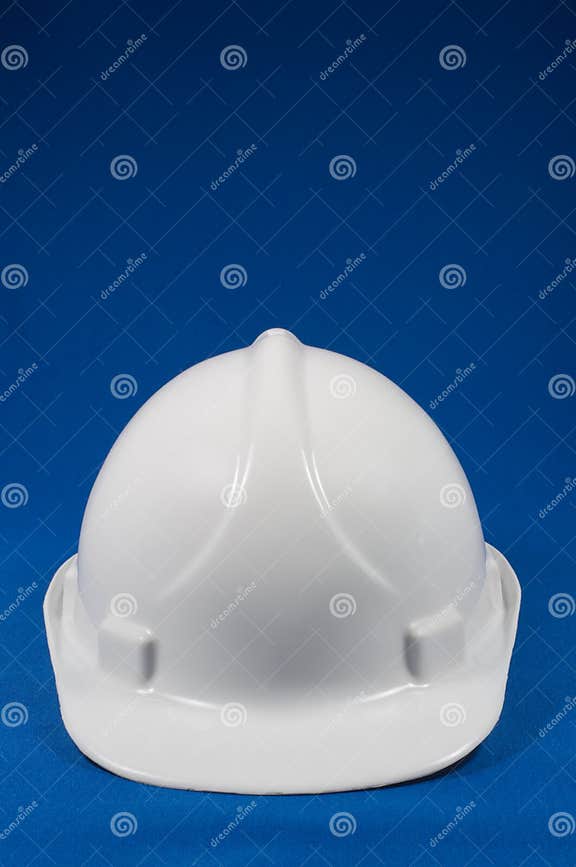 Front View of White Hard Hat Stock Photo - Image of head, manufacturing ...