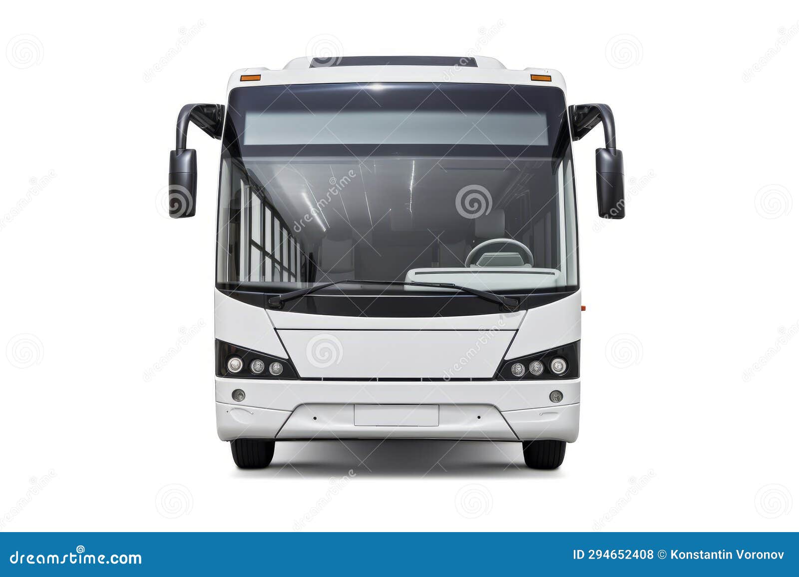 Front View of a White Intercity Bus Isolated on a White Background ...
