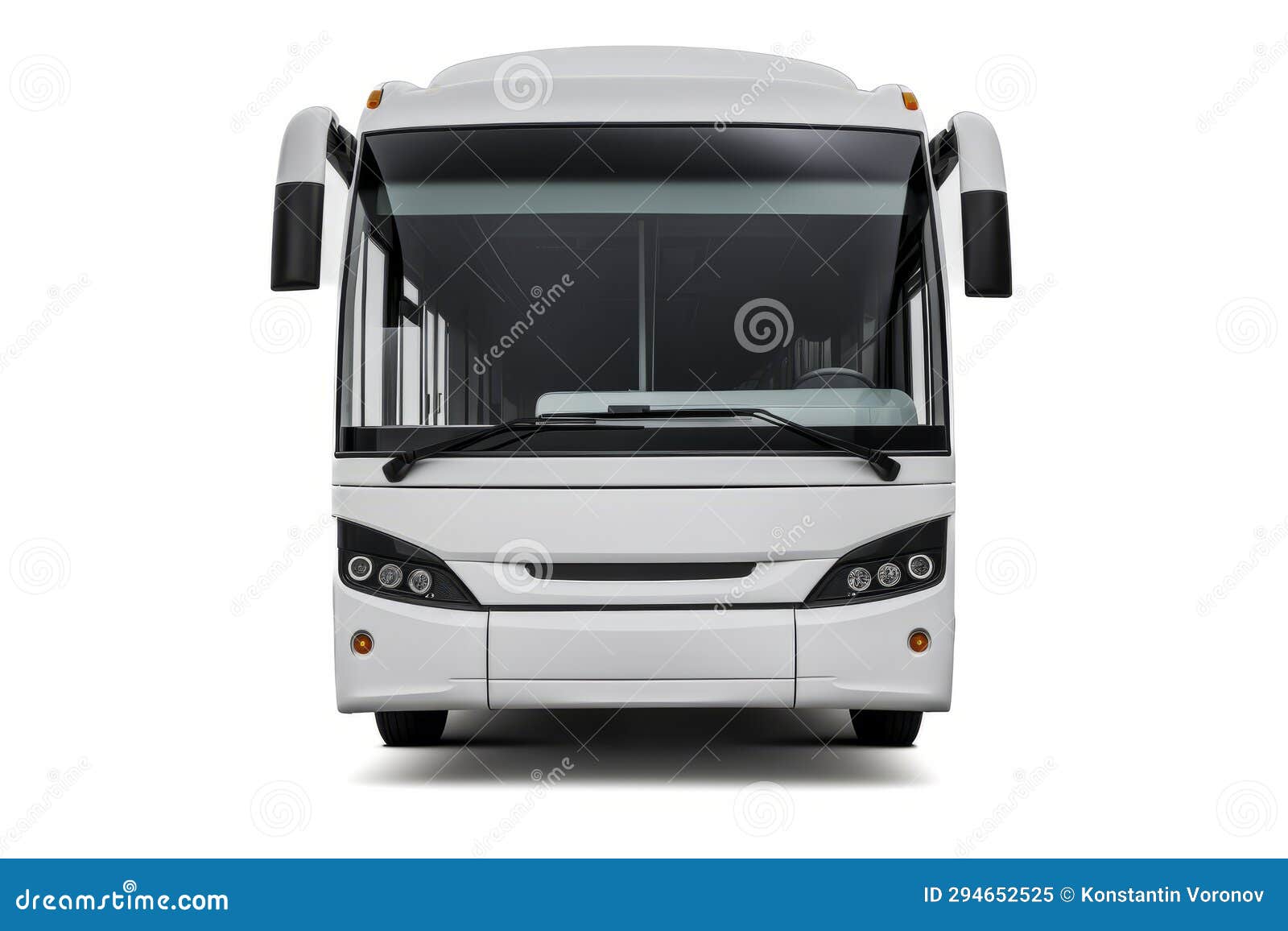 Front View of a White Intercity Bus Isolated on a White Background ...