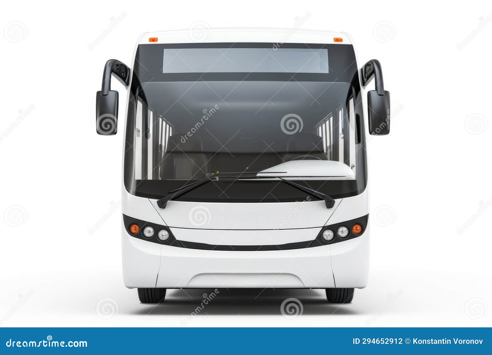 Front View of a White Intercity Bus Isolated on a White Background ...