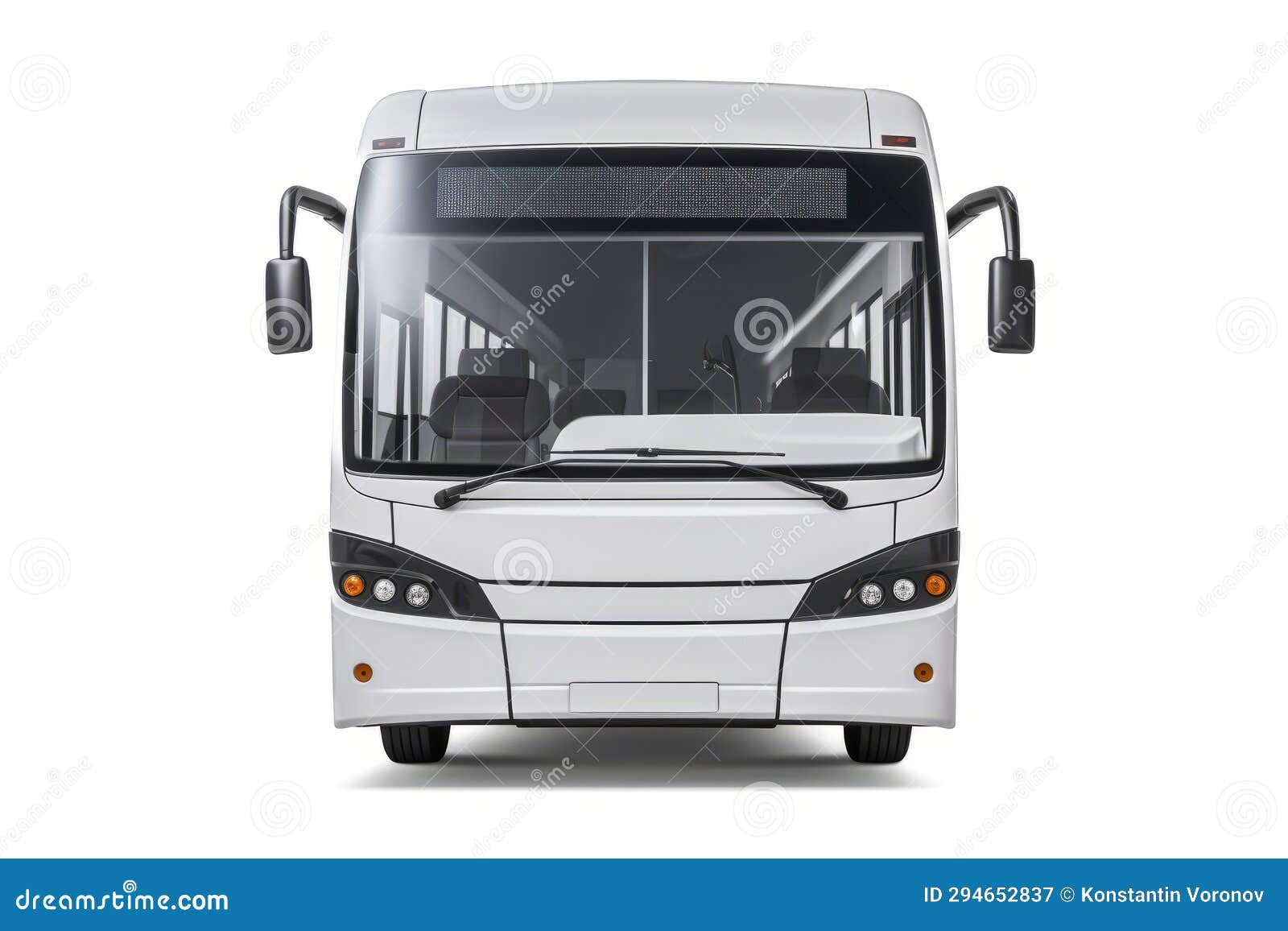 Front View of a White Intercity Bus Isolated on a White Background with ...