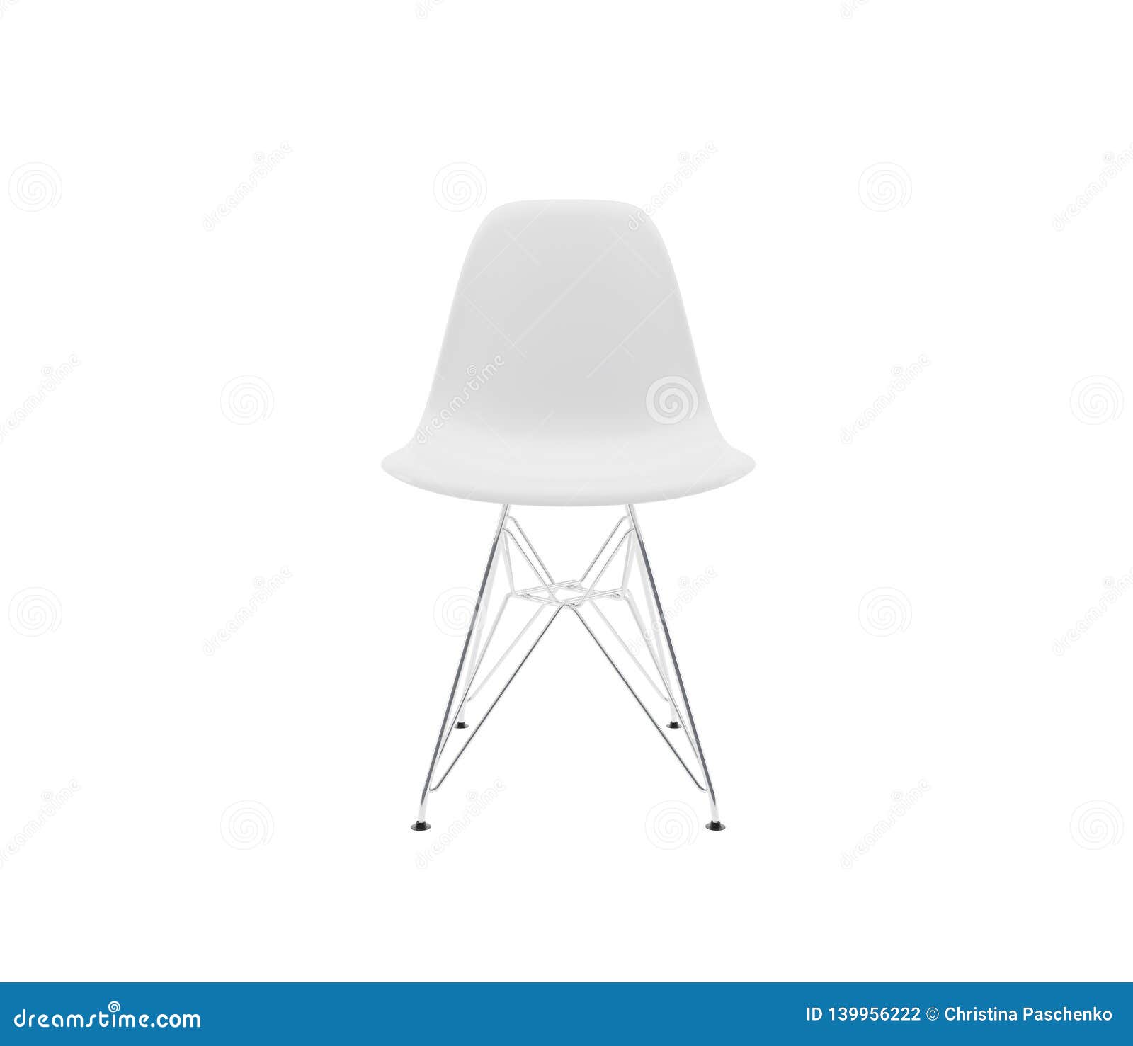 Front View. White Plastic Dining Chair Stock Photo - Illustration of ...