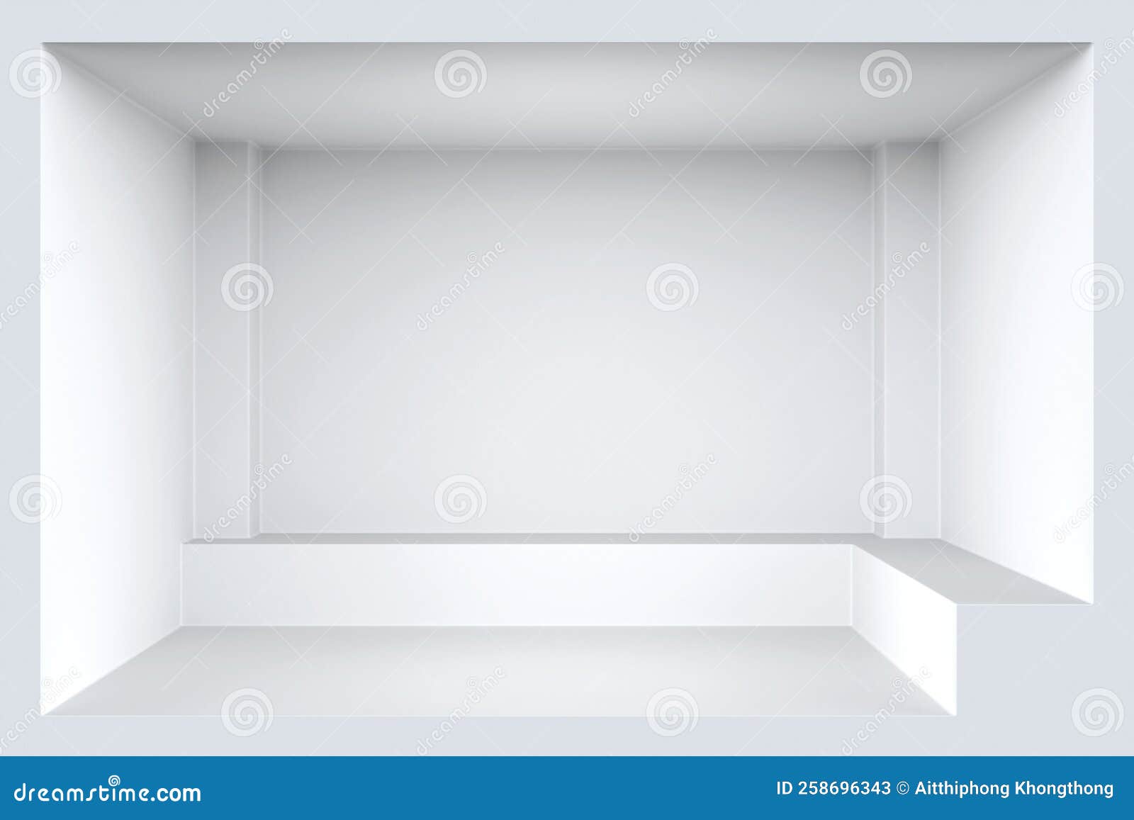 Front View White Room Cube Shape. Abstract Empty White Room Interior ...