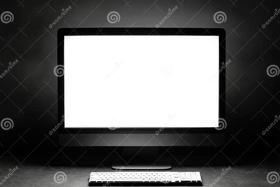 Front View on White Screen Computer Monitor. Stock Photo - Image of ...