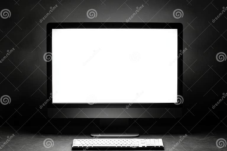 Front View on White Screen Computer Monitor. Stock Photo - Image of ...