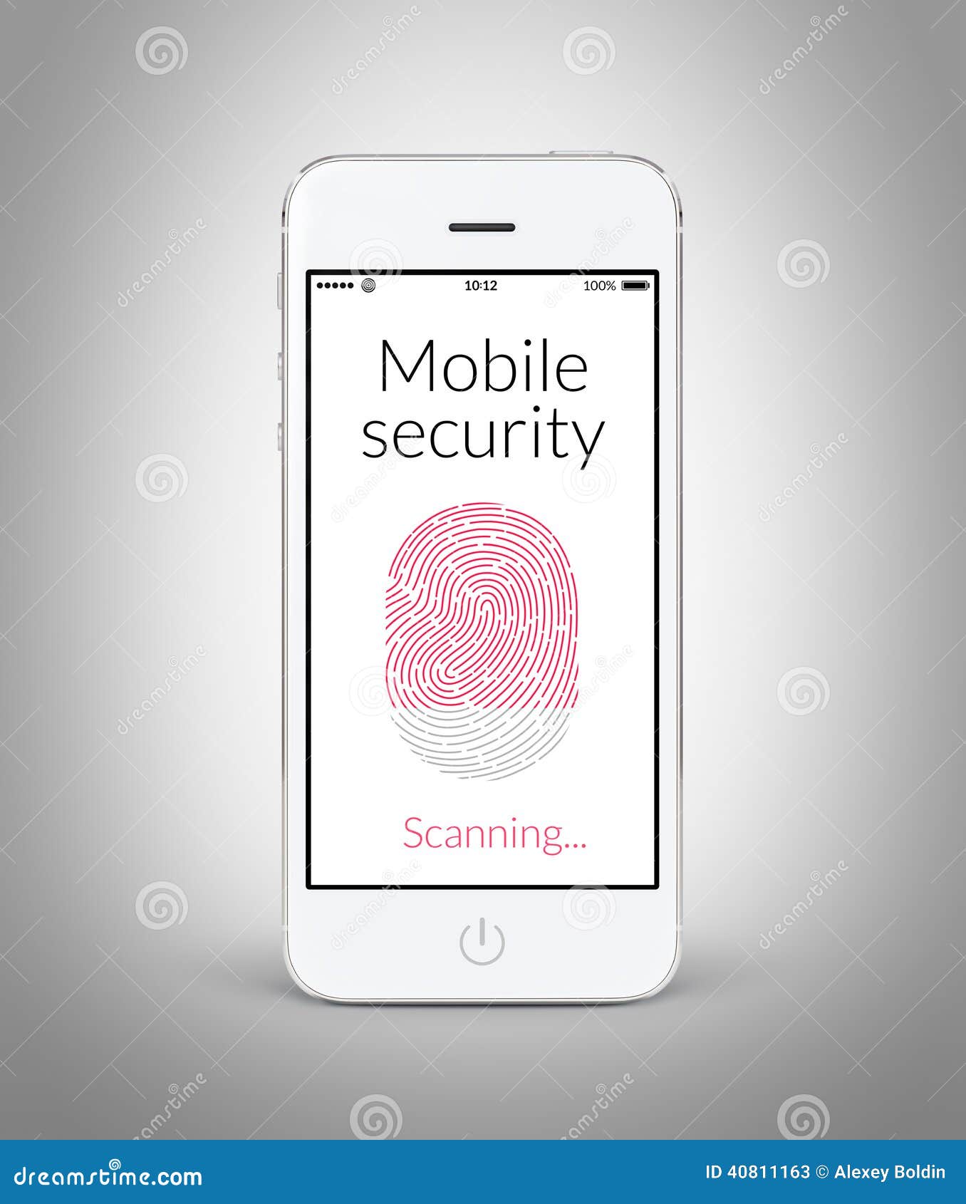 Front View of White Smart Phone with Mobile Security Fingerprint Stock ...