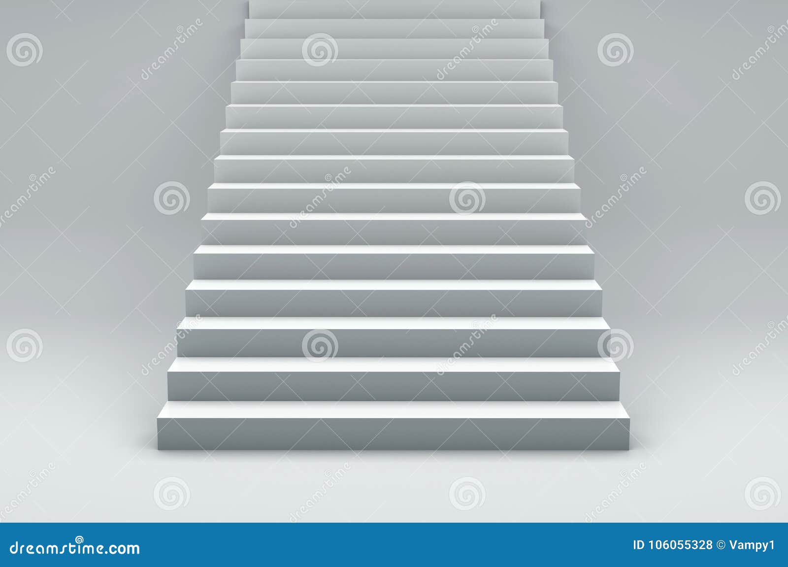 Front View of White Stairs, with Rectangular Steps Stock Illustration ...
