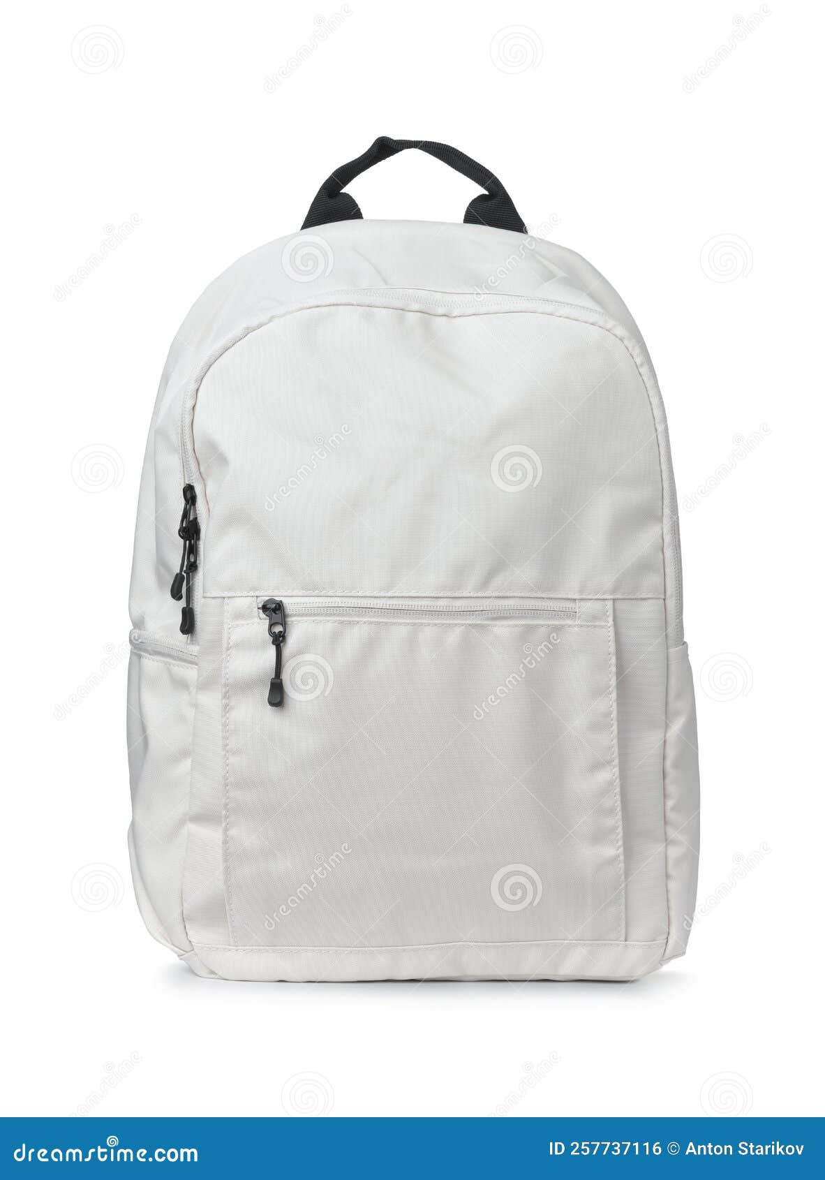 Front View of White Textile Backpack Stock Photo - Image of baggage ...